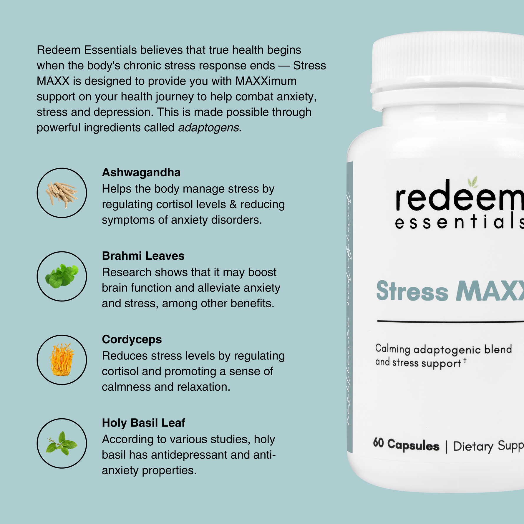 Stress MAXX Organic Dietary Supplement | Redeem Essentials